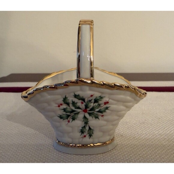 Lenox | Holiday | Vintage Lenox Miniature Holiday Basket With Holly And ...